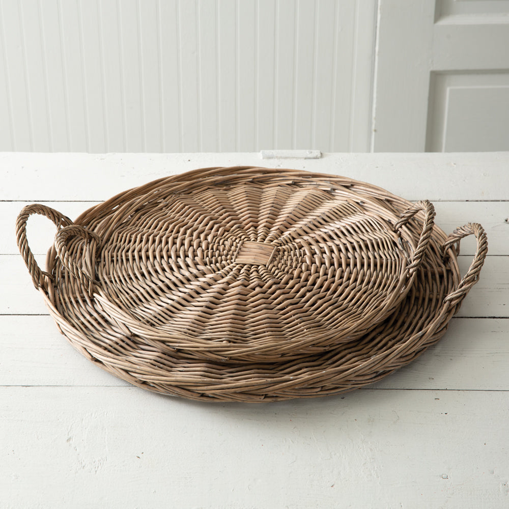 Large Round Wicker Tray Set – The Home Emporium