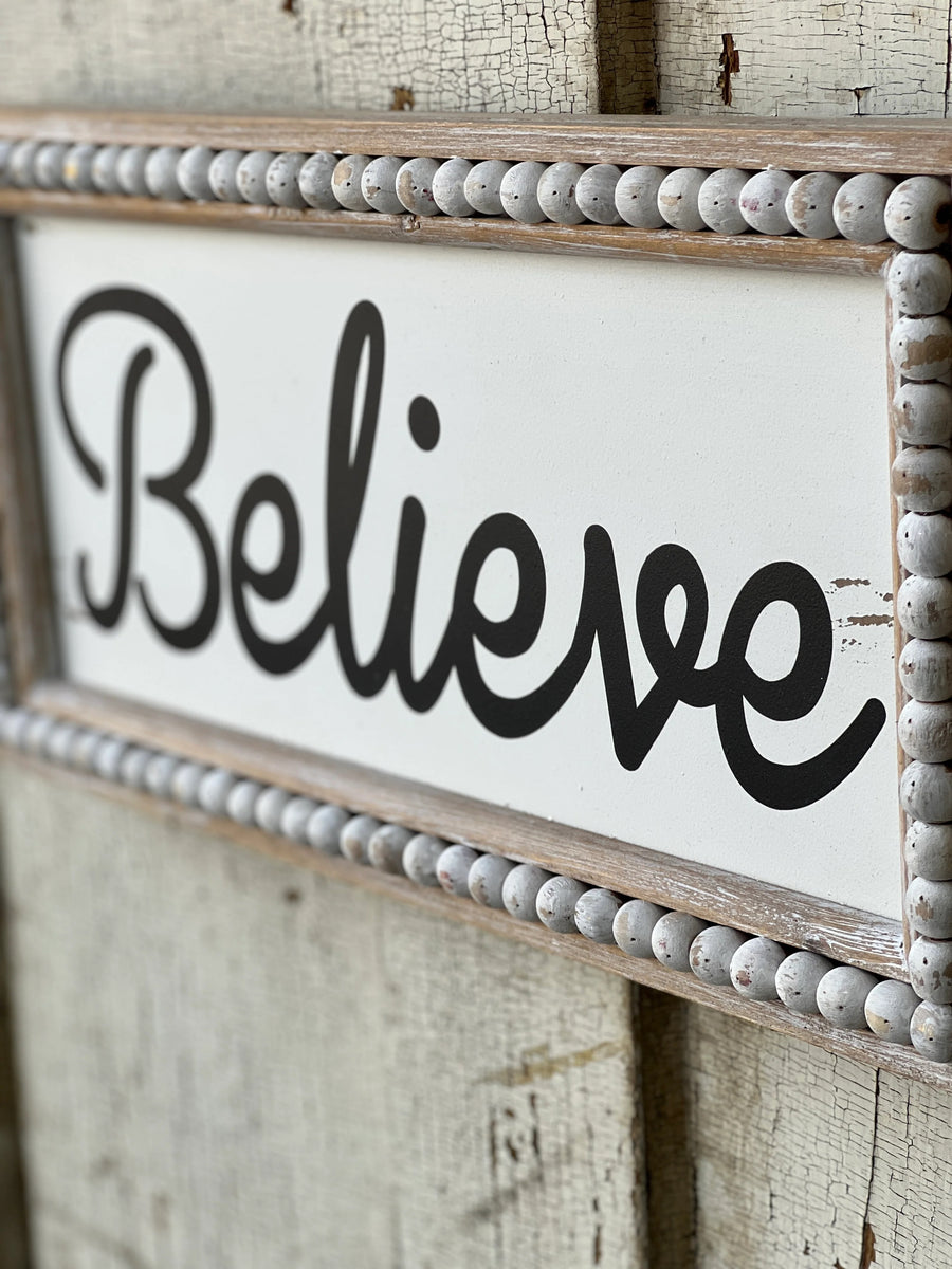 Beaded Believe Sign – The Home Emporium