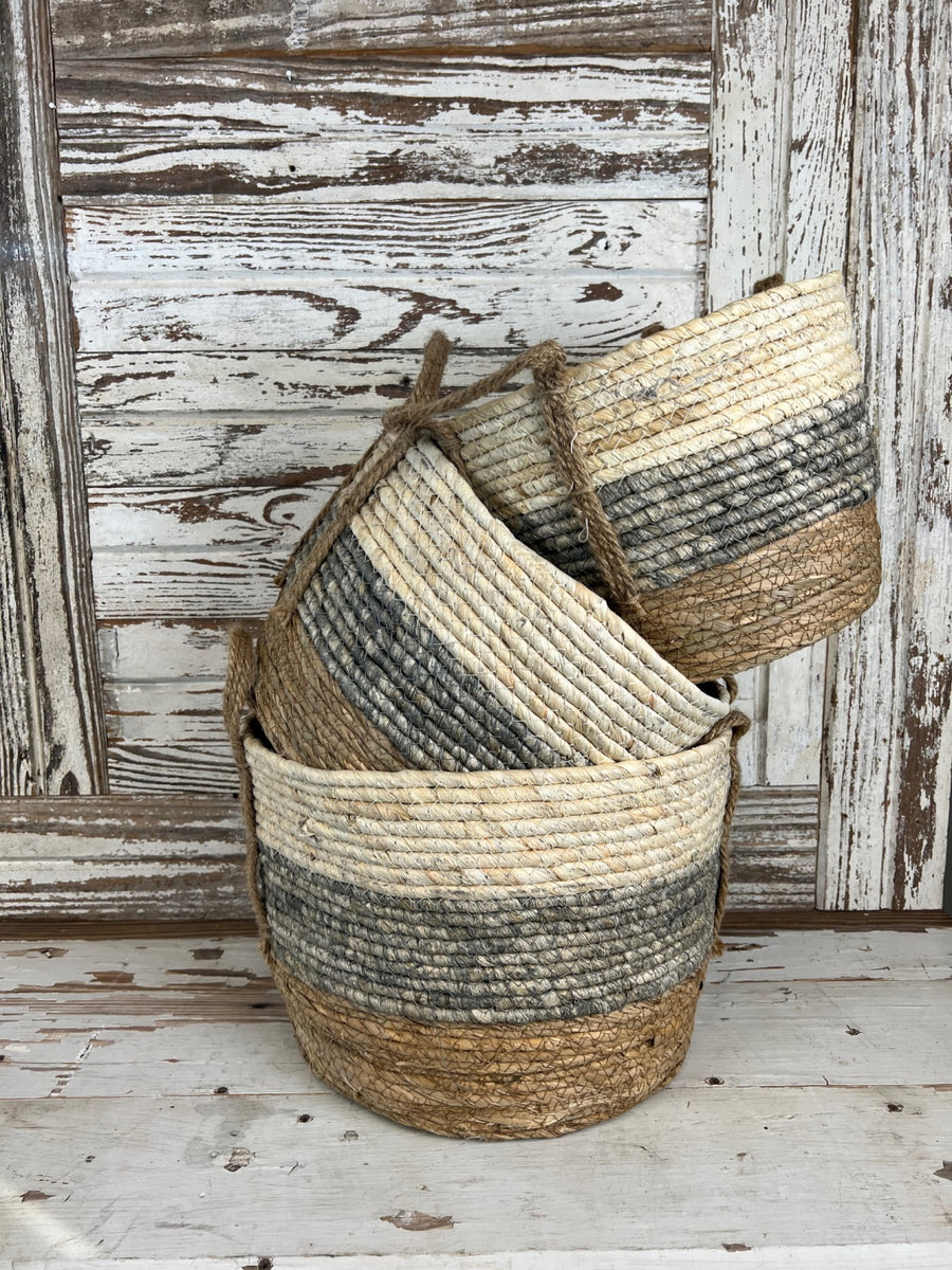 Straw Handled Basket Set – The Home Emporium