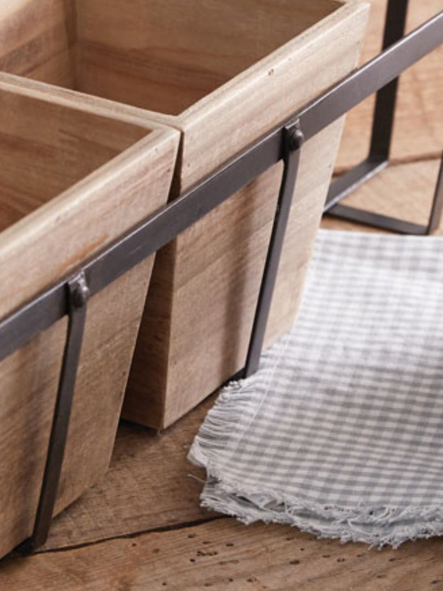 Metal Caddy With Wooden Boxes – The Home Emporium