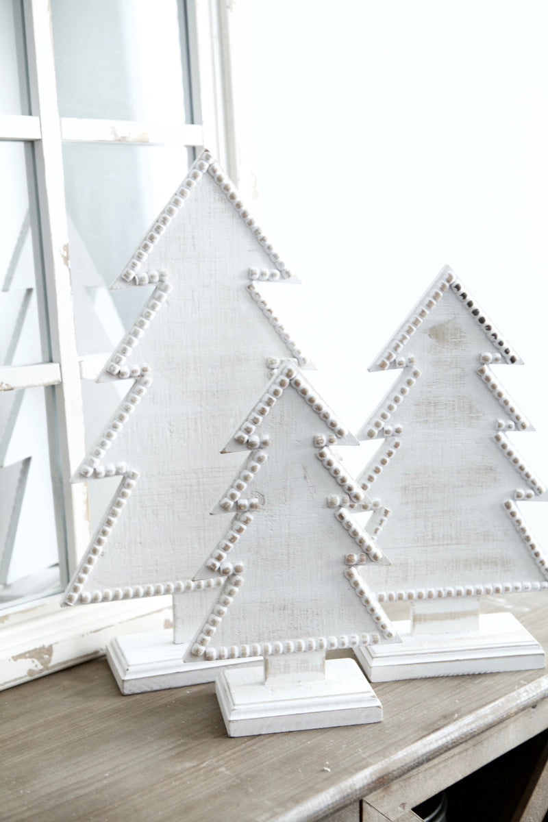 White Wooden Christmas Tree Set – The Home Emporium